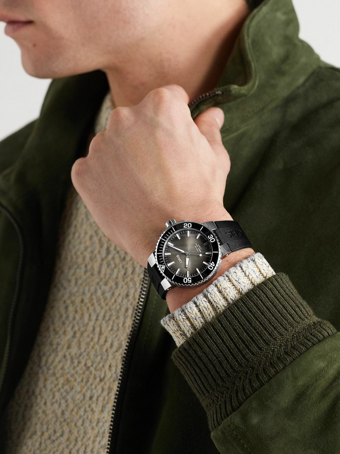 Oris - Aquis Date Automatic 41.5mm Stainless Steel and Rubber Watch ...