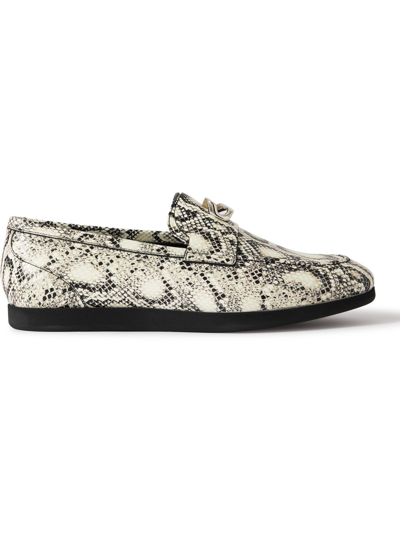 Givenchy - Logo-Embellished Snake-Effect Leather Loafers - Gray Givenchy