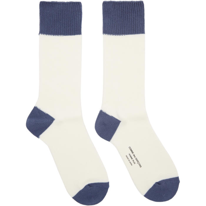 Comme des Garçons Homme Plus White and Blue Colorblock Socks Comme des ...