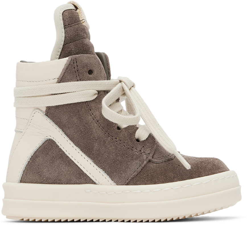 Rick Owens Kids Gray & Off-White Geobasket Sneakers Rick Owens