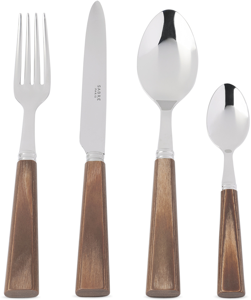 Sabre Silver Light Press Wood Flatware Set, 4 pcs Sabre Sabre Silver Light Press Wood Flatware Set, 4 pcs Sabre