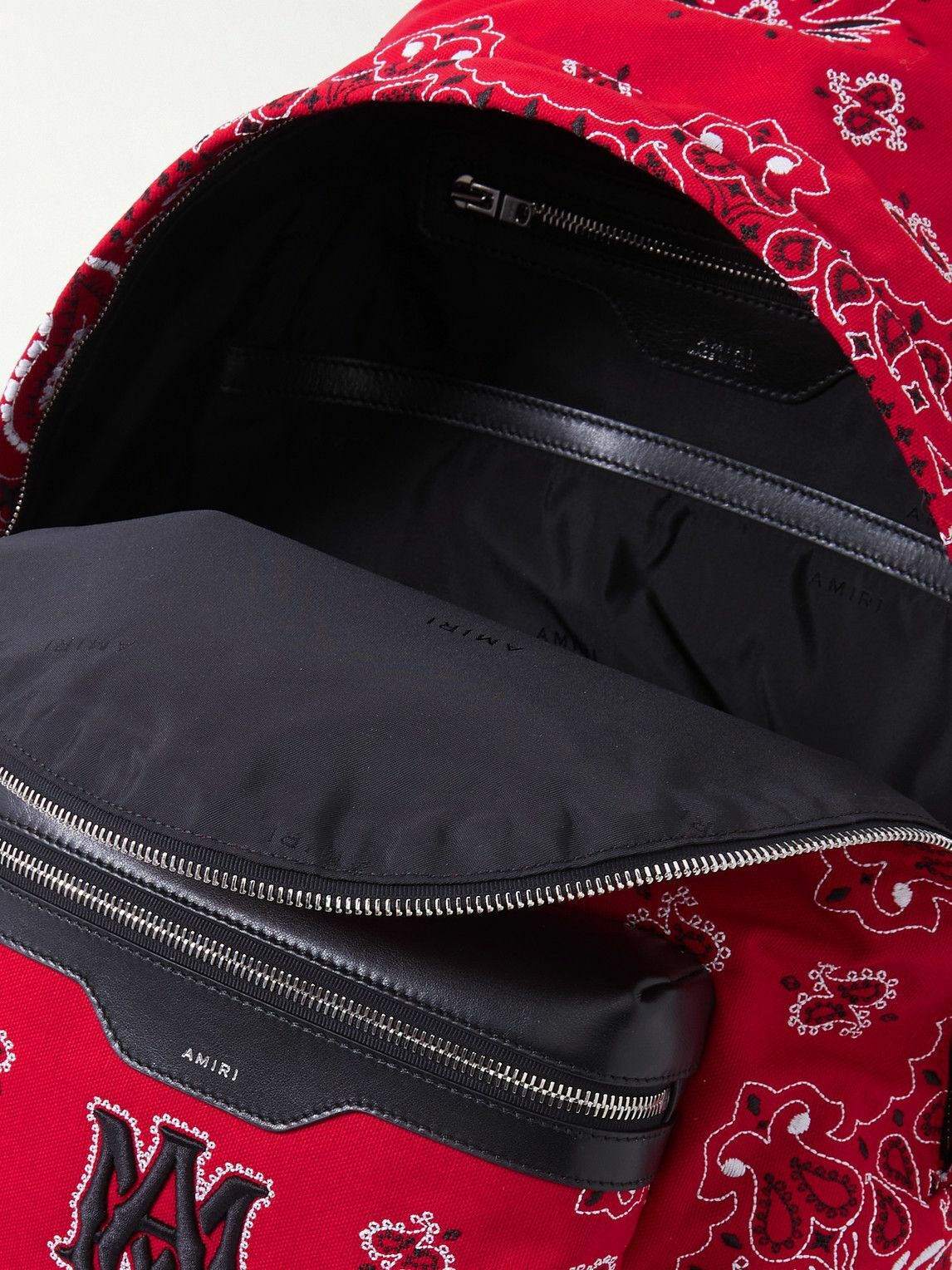 AMIRI - Leather-Trimmed Embroidered Canvas Backpack Amiri