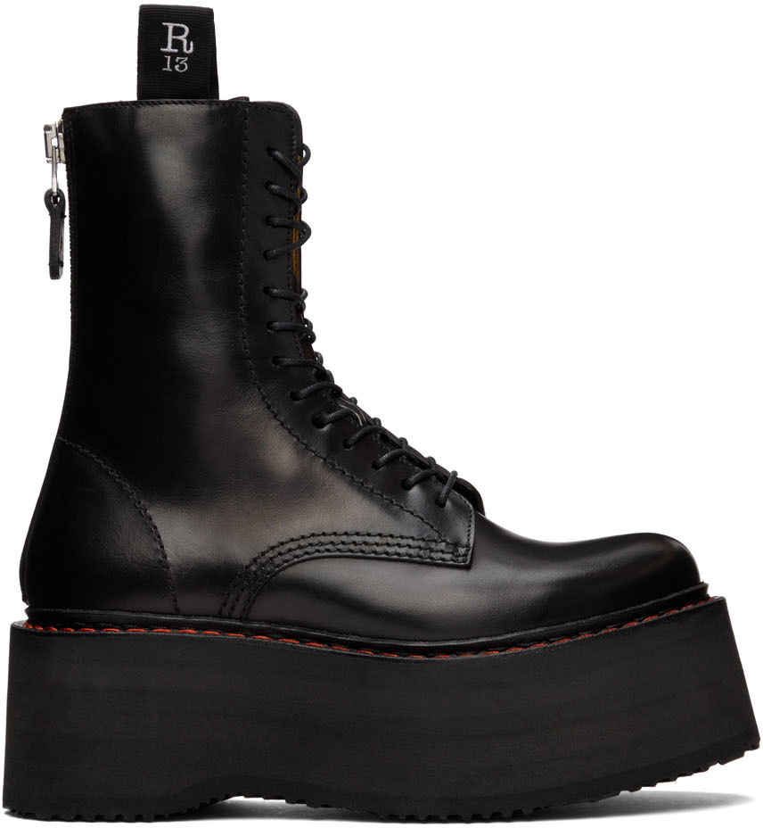 R13 Black Double Stack Boots R13