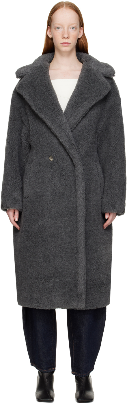 Max Mara Gray Tedgirl Faux-Fur Coat Max Mara