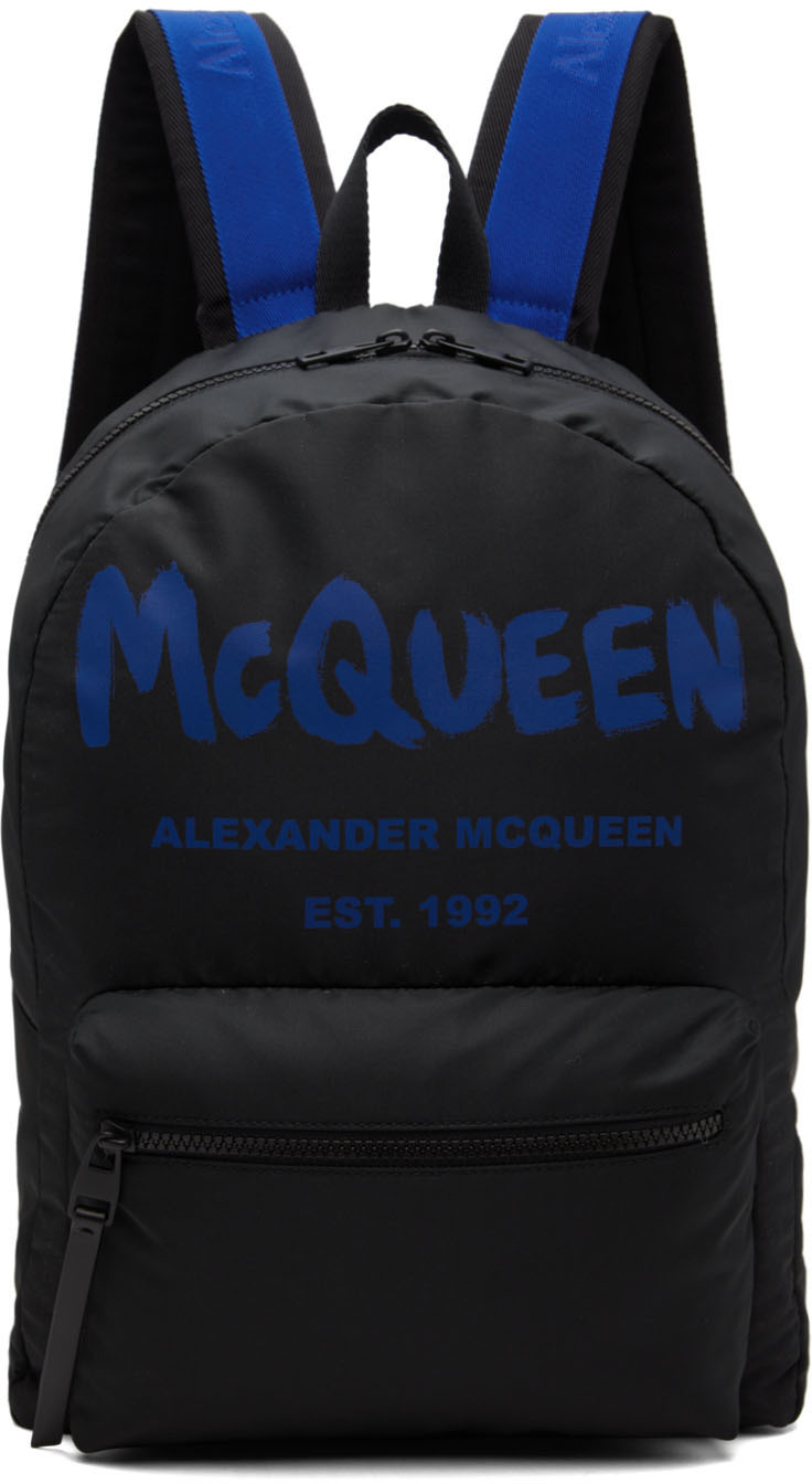 Alexander McQueen Black Graffiti Metropolitan Backpack Alexander McQueen