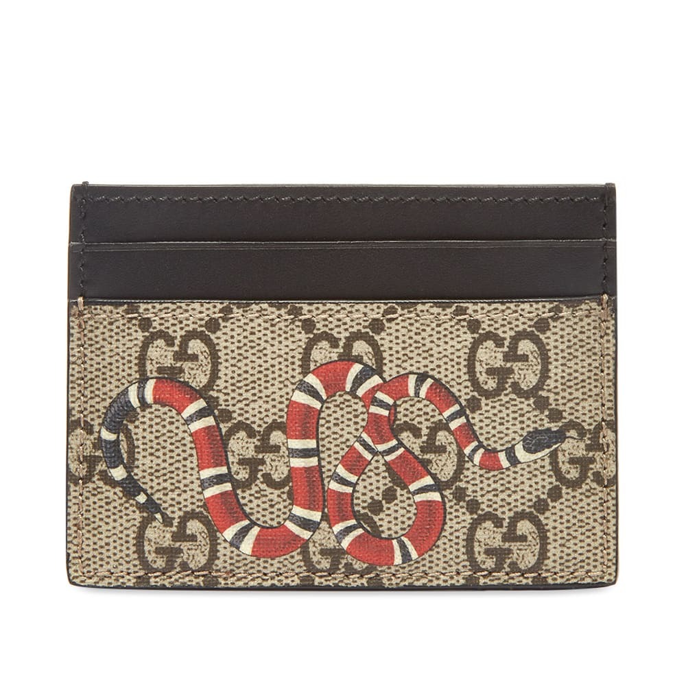 Gucci Men's GG Supreme Snake Card Holder in Beige Gucci