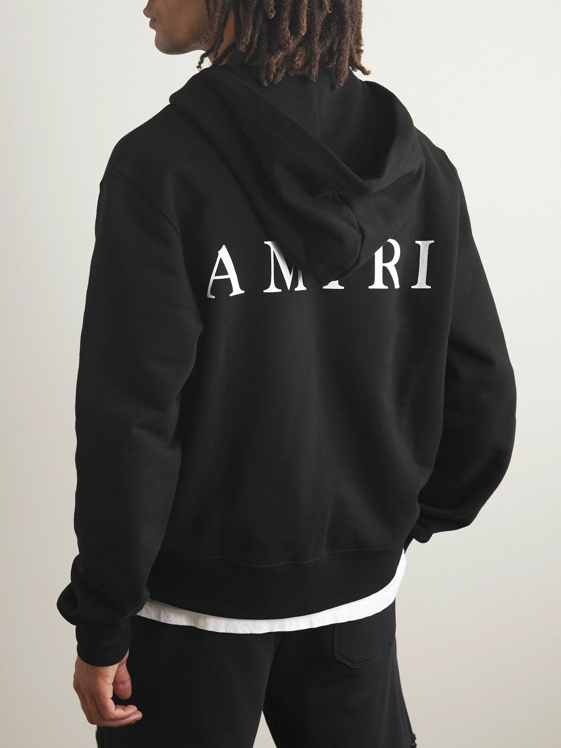 AMIRI - MA Core Appliquéd Cotton-Jersey Zip-Up Hoodie - Black Amiri