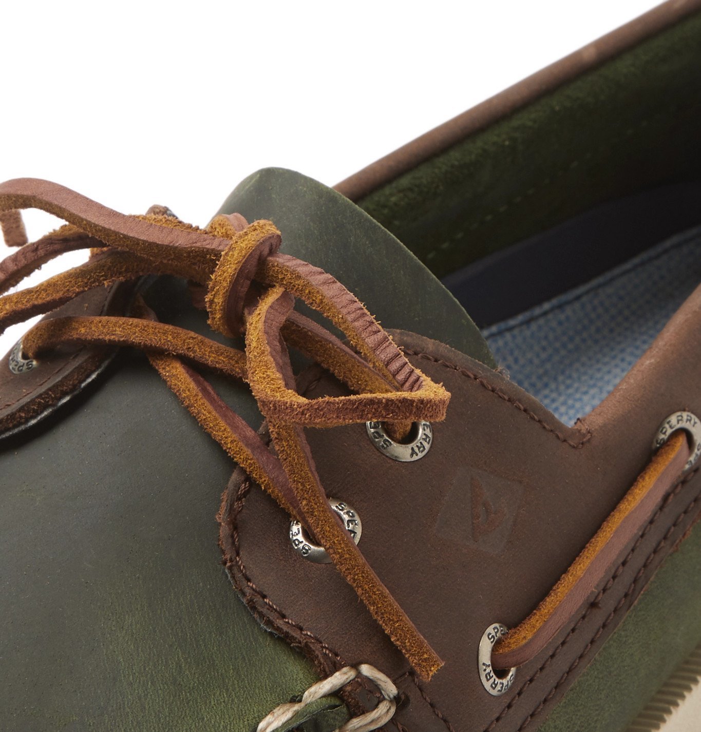 Sperry - Authentic Original Two-Tone Leather Boat Shoes - Green Sperry ...