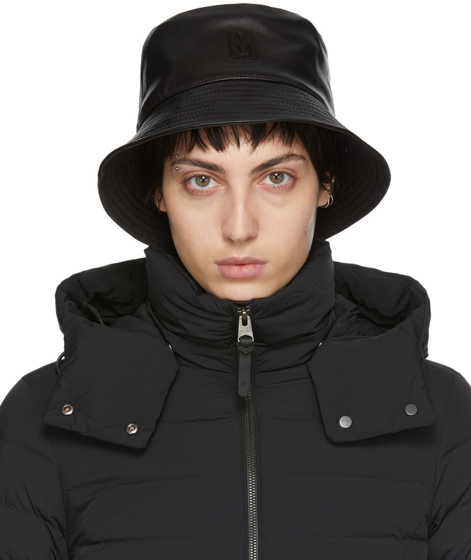 Mackage Black Bennet Leather Bucket Hat Mackage