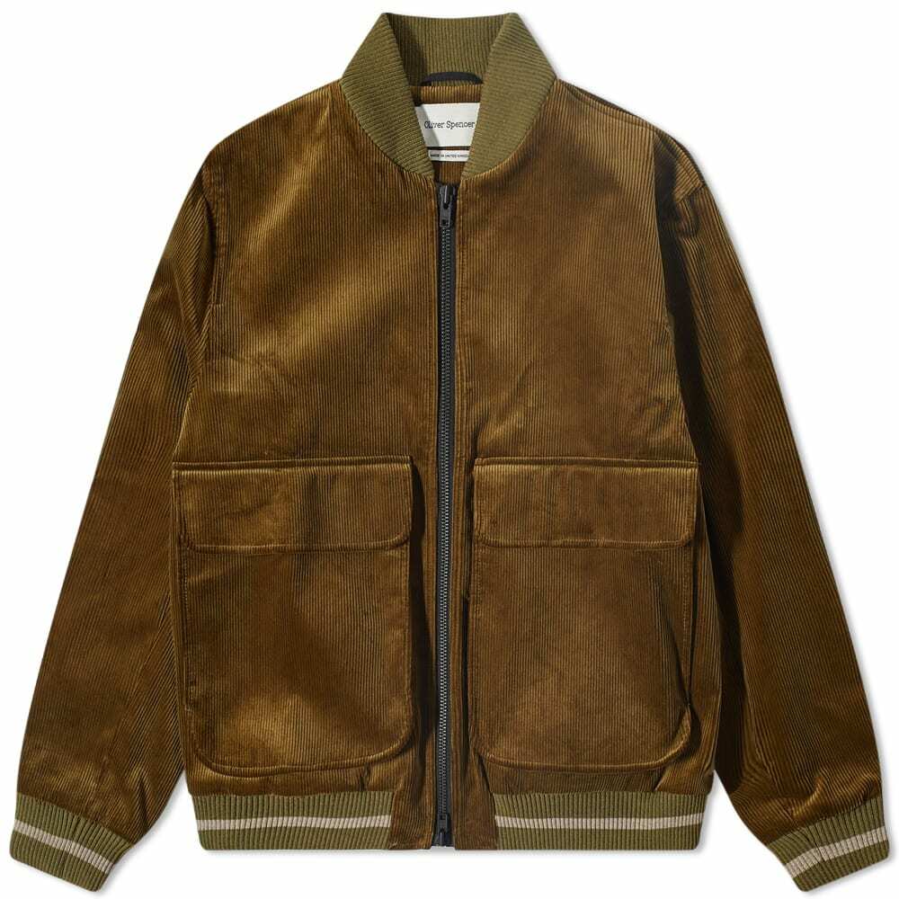 Oliver Spencer Men's Langar Cord Bomber Jacket in Moss Green Oliver Spencer