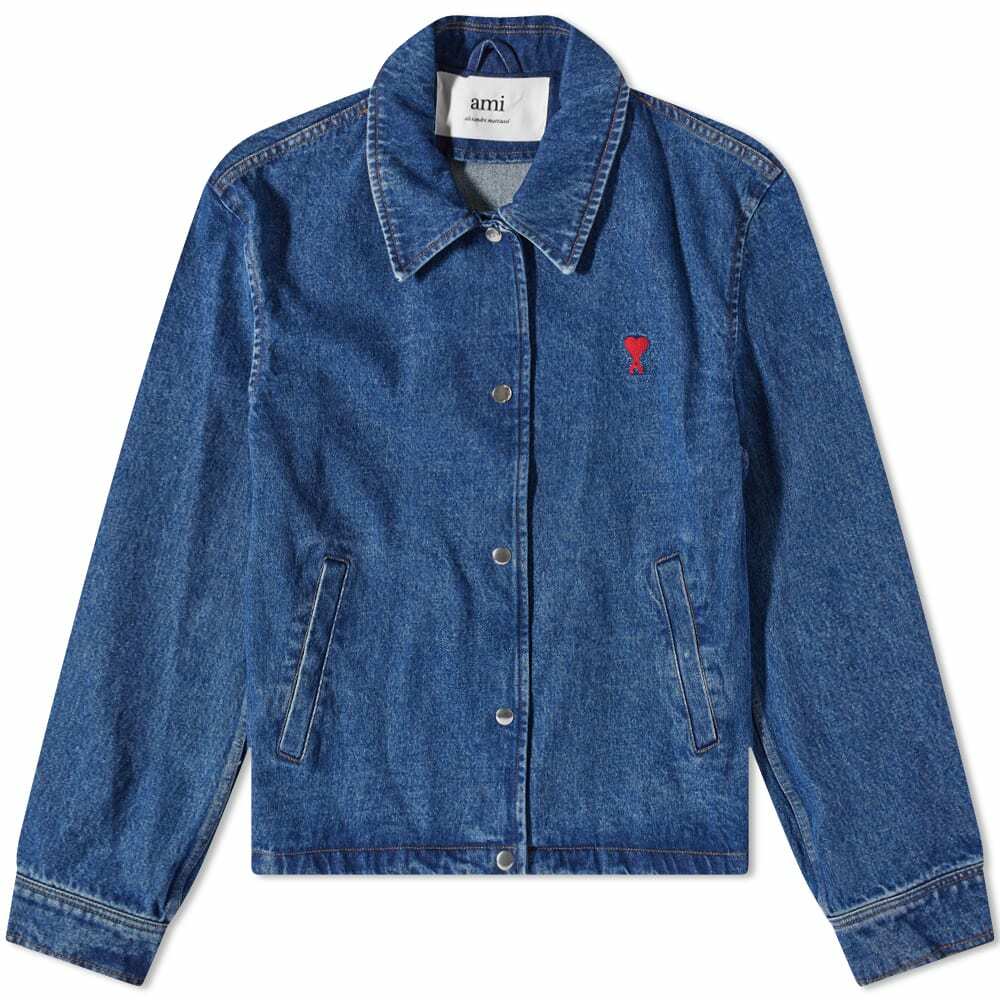 AMI Men's Heart Denim Jacket in Blue AMI