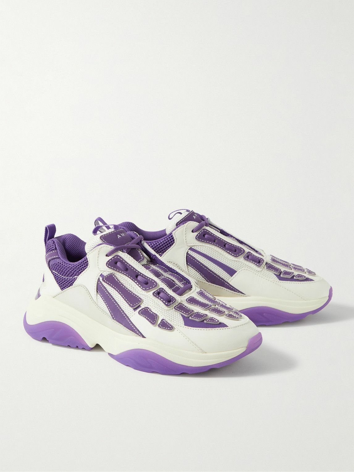AMIRI - Bone Runner Leather-Trimmed Mesh Sneakers - Purple Amiri