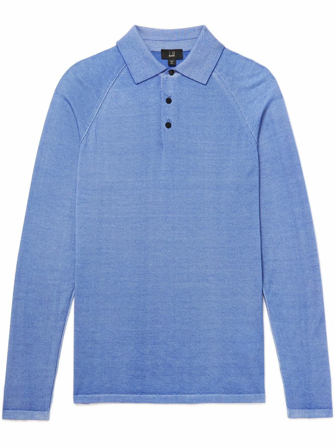 Dunhill - Garment-Dyed Cashmere Polo Shirt - Blue Dunhill