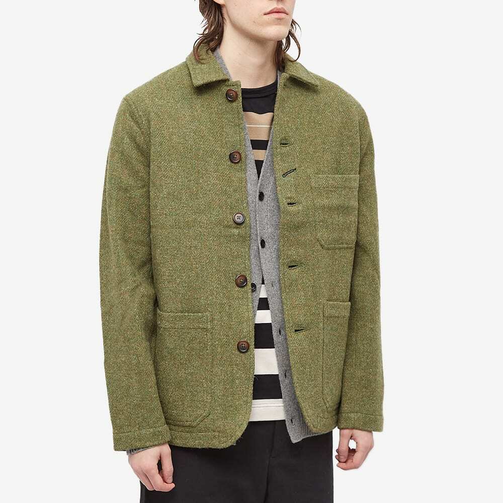Universal Works Men's Harris Tweed Bakers Chore Jacket in Olive ...