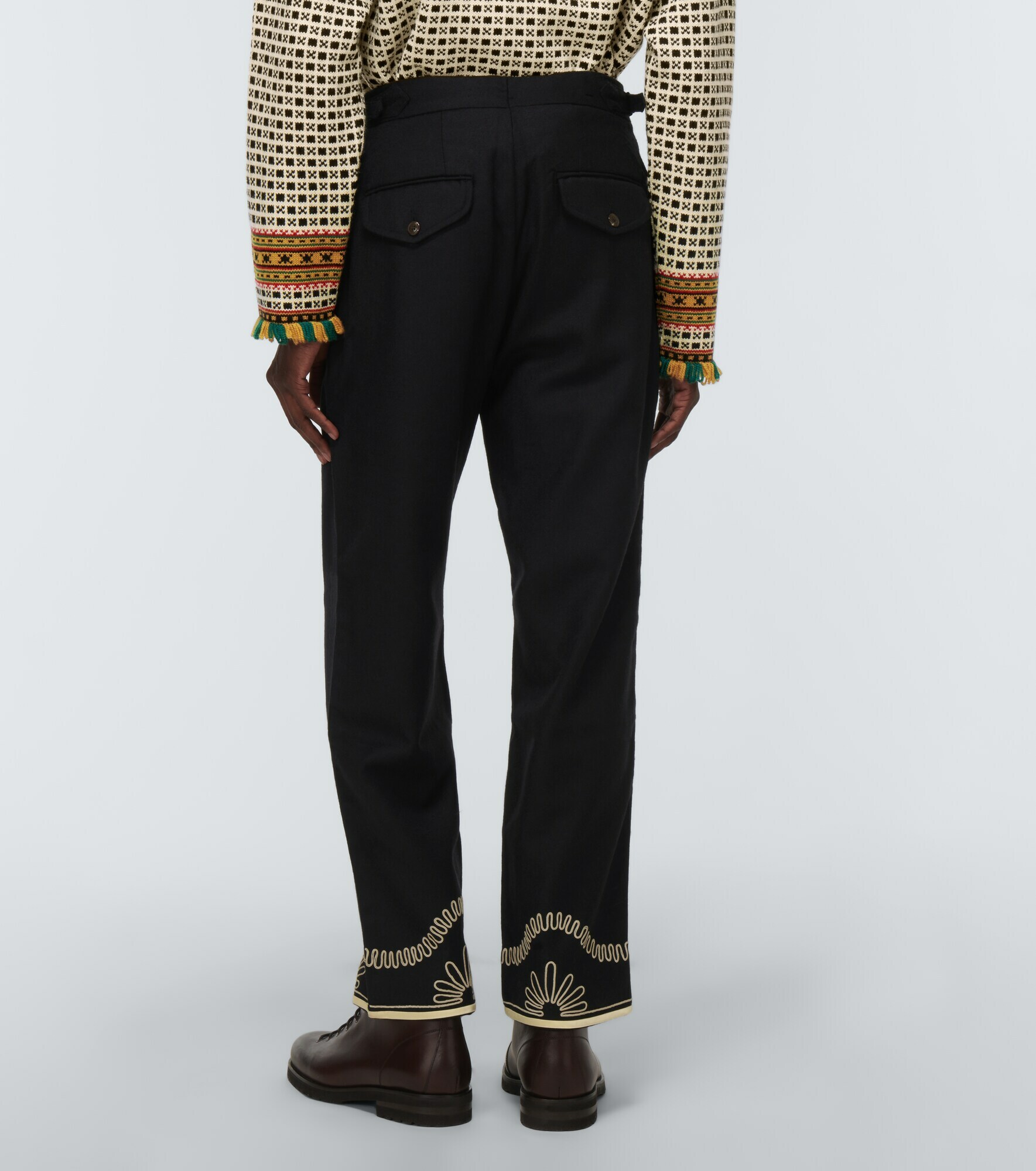 Bode - Embroidered wool pants Bode