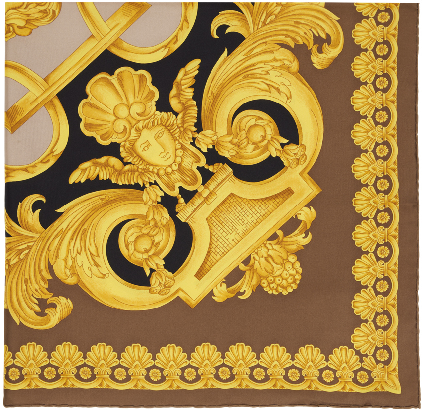 Versace Brown Barocco 660 Scarf Versace