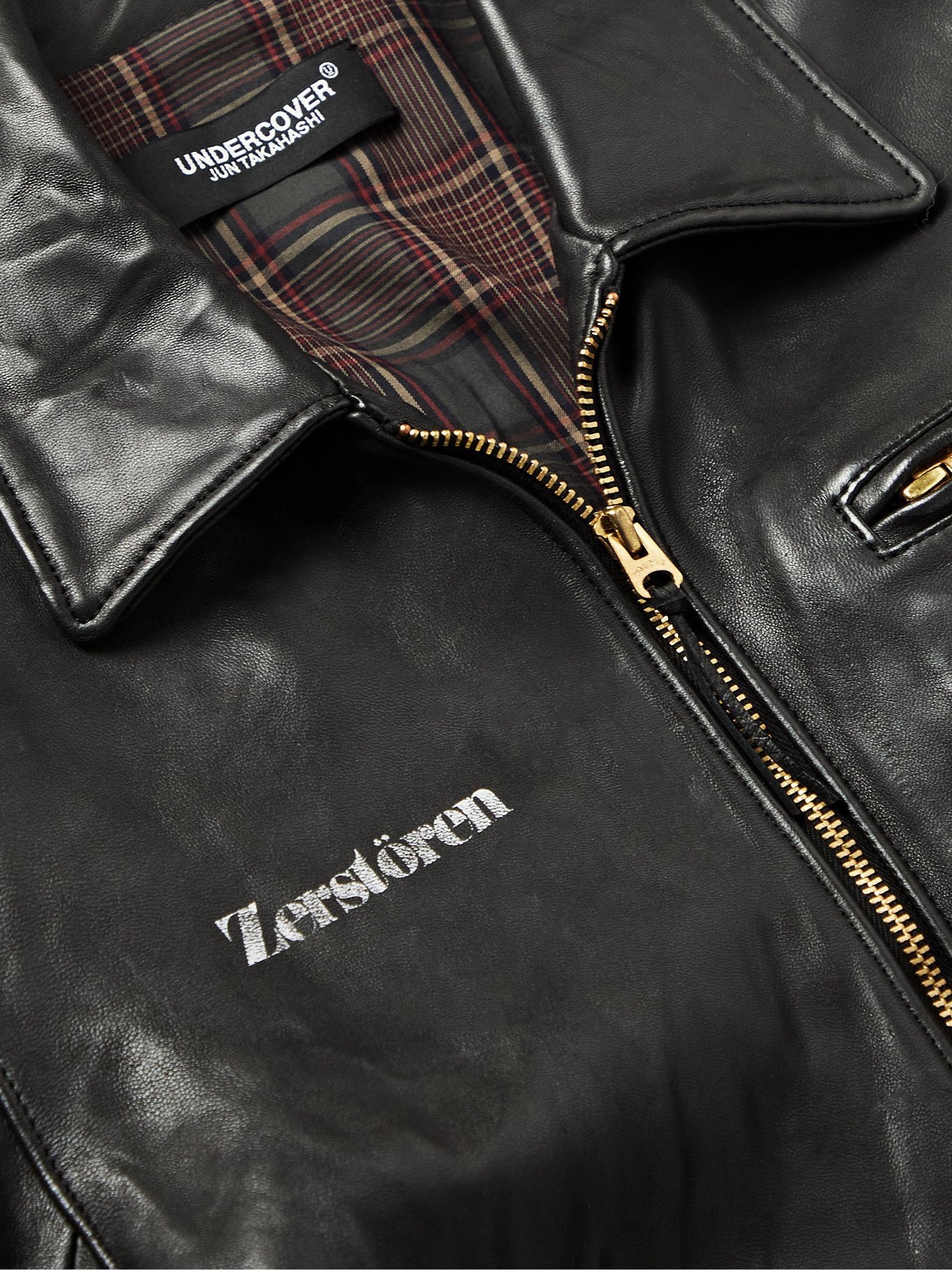 UNDERCOVER - Printed Creased-Leather Jacket - Black Undercover