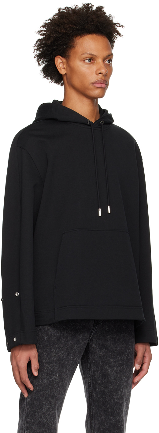 Solid Homme Black Press-Stud Hoodie Solid Homme