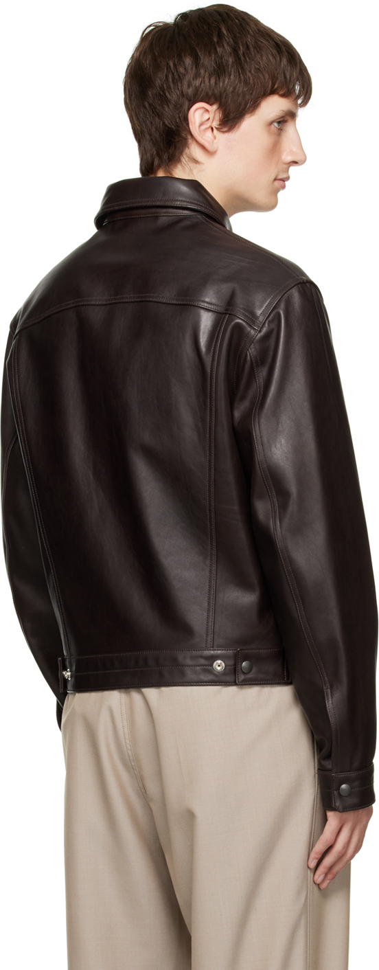 LEMAIRE Brown Press-Stud Leather Jacket Lemaire