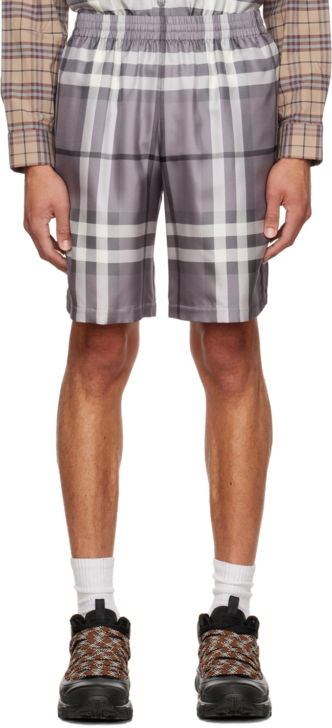 Burberry Gray Check Shorts Burberry