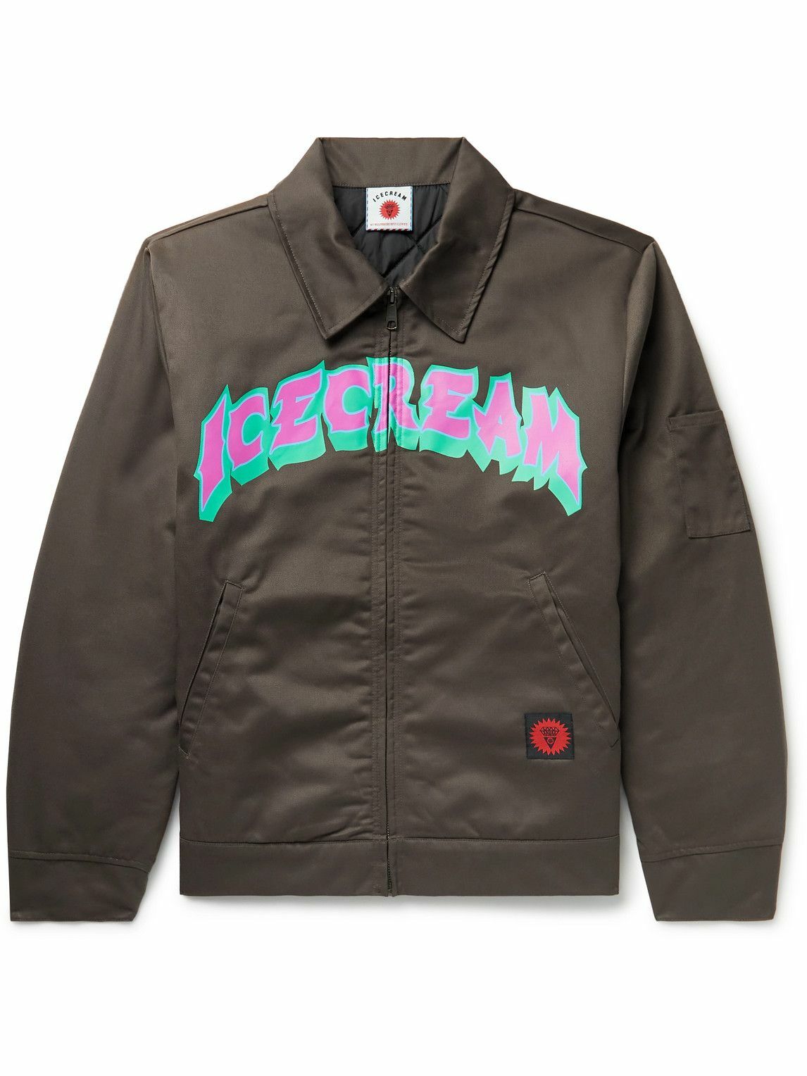 ICECREAM - Logo-Print Twill Jacket - Brown ICECREAM