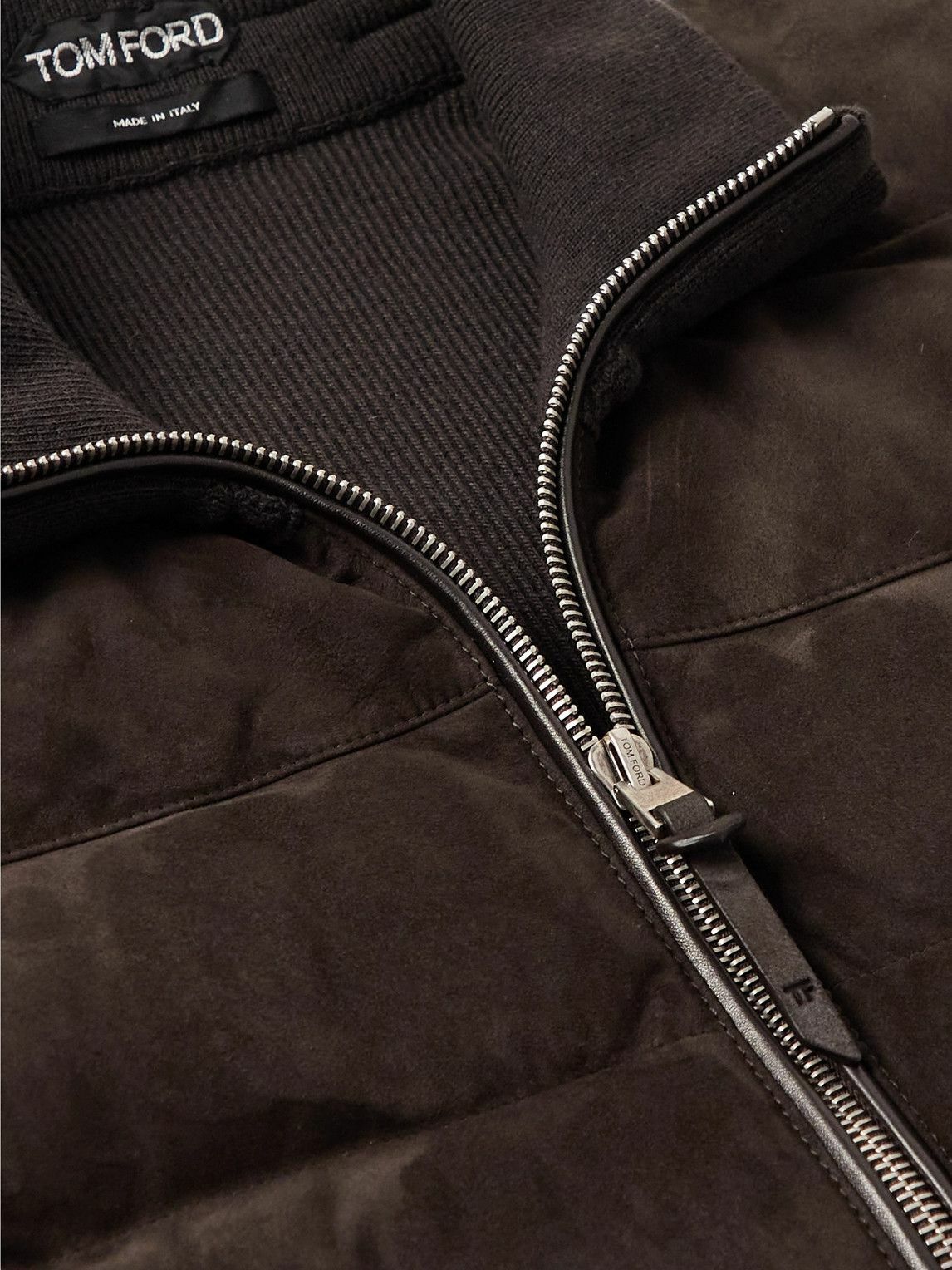 TOM FORD - Suede-Panelled Ribbed Merino Wool and Cashmere-Blend Jacket ...