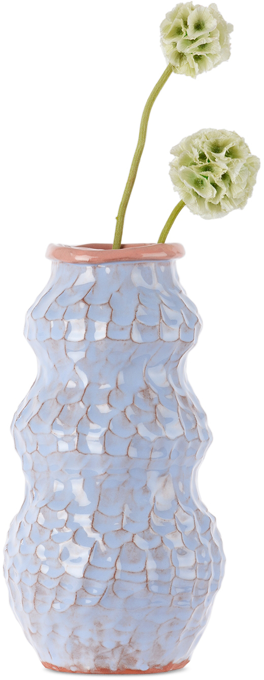 GERSTLEY Blue & Pink Ceramic Vase