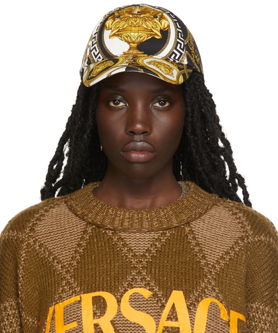 Versace White & Black Baroque Cap Versace