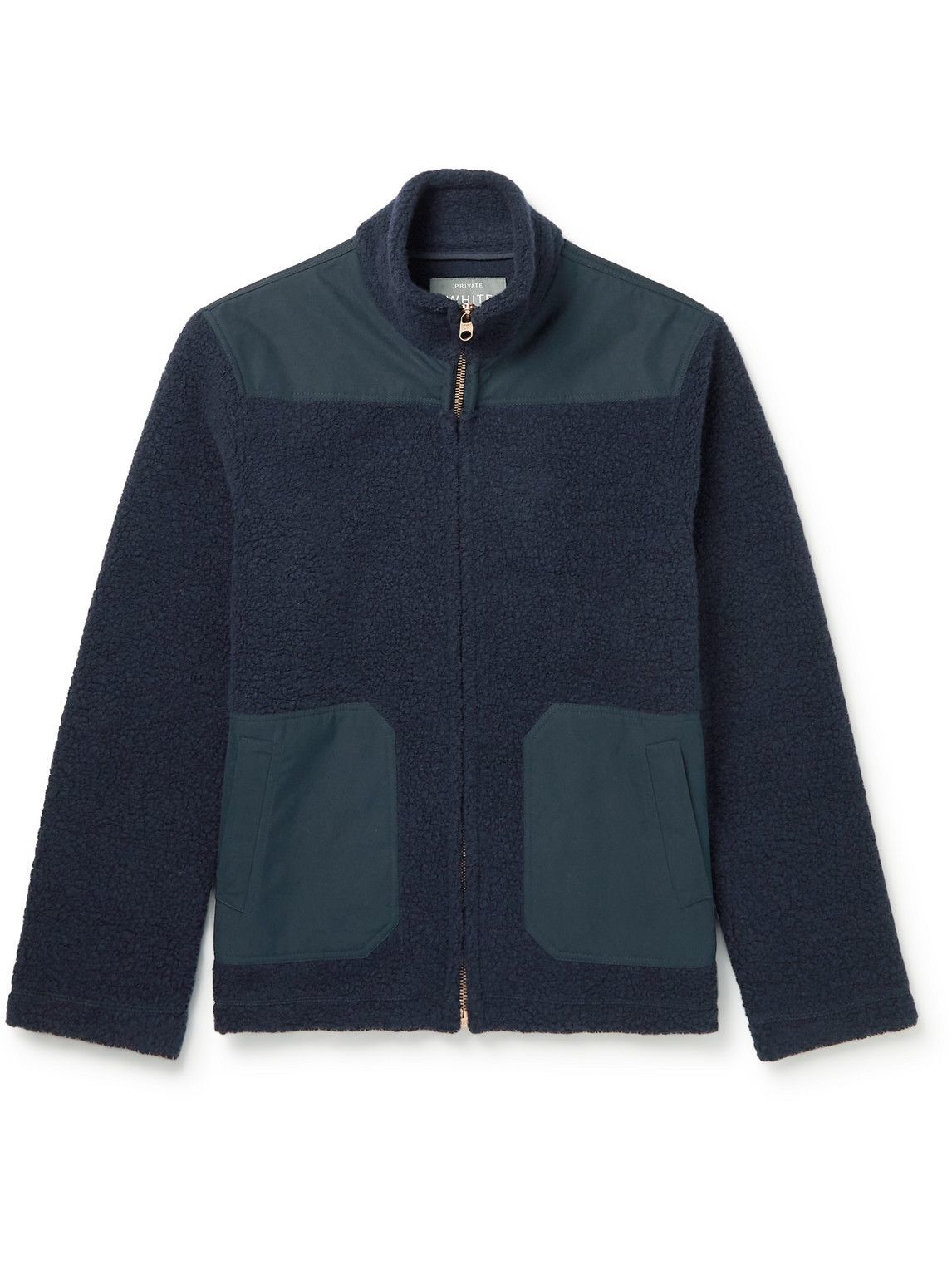 Private White V.C. - Shell-Trimmed Wool-Blend Fleece Jacket - Blue ...