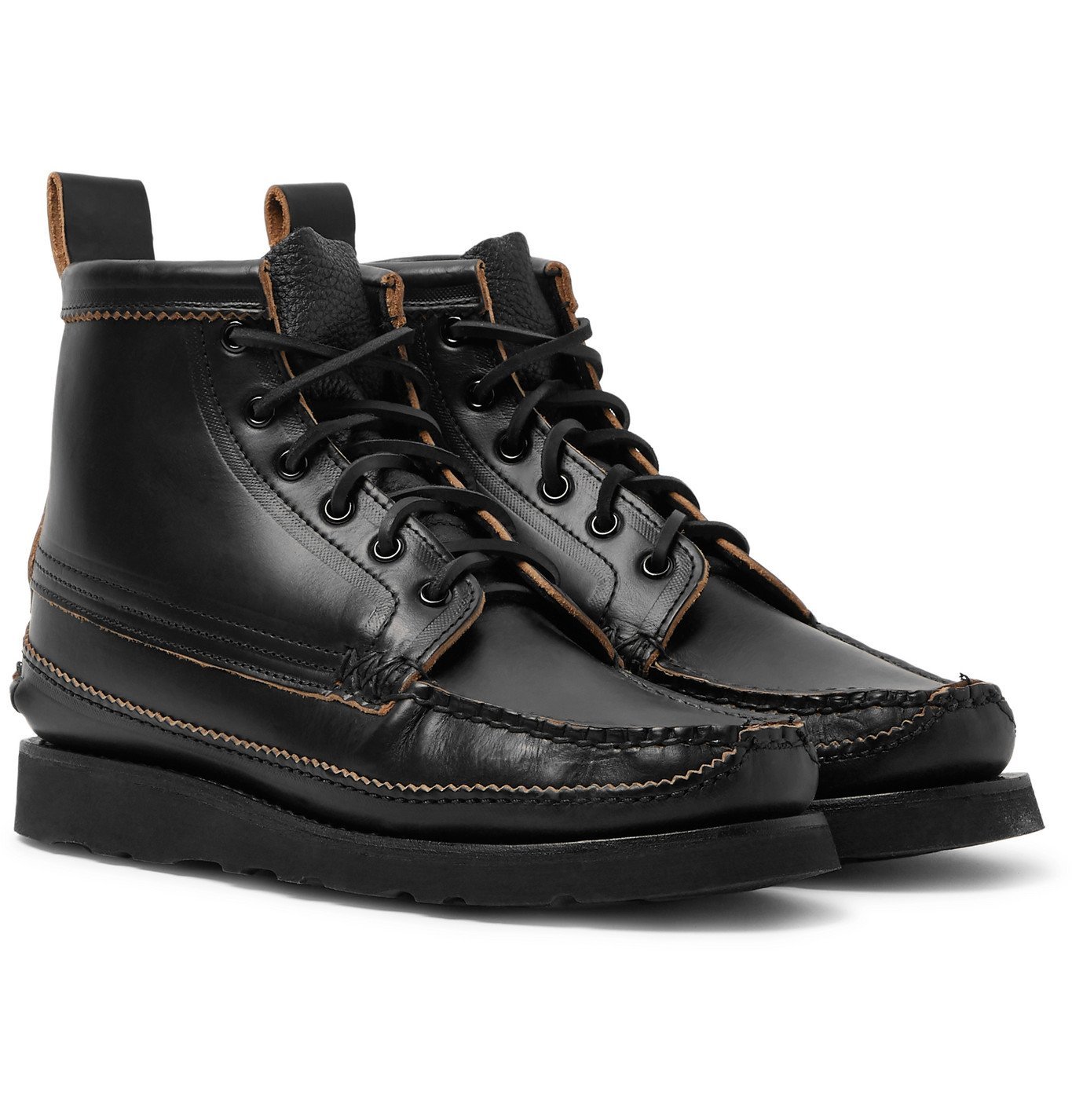 Yuketen - Maine Guide 6 Eye Smooth and Full-Grain Leather Boots - Black ...