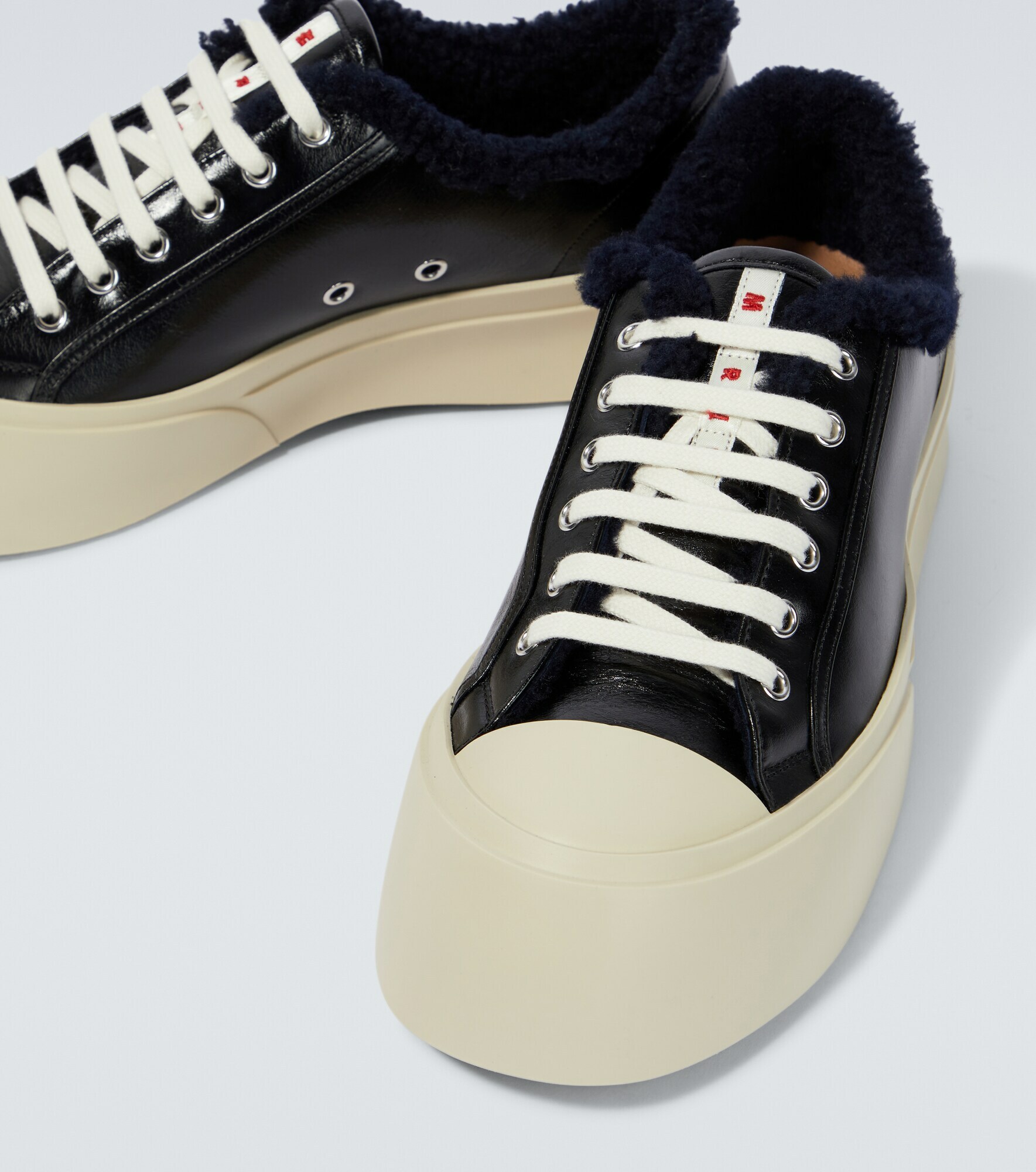 Marni - Pablo faux fur-trimmed sneakers Marni