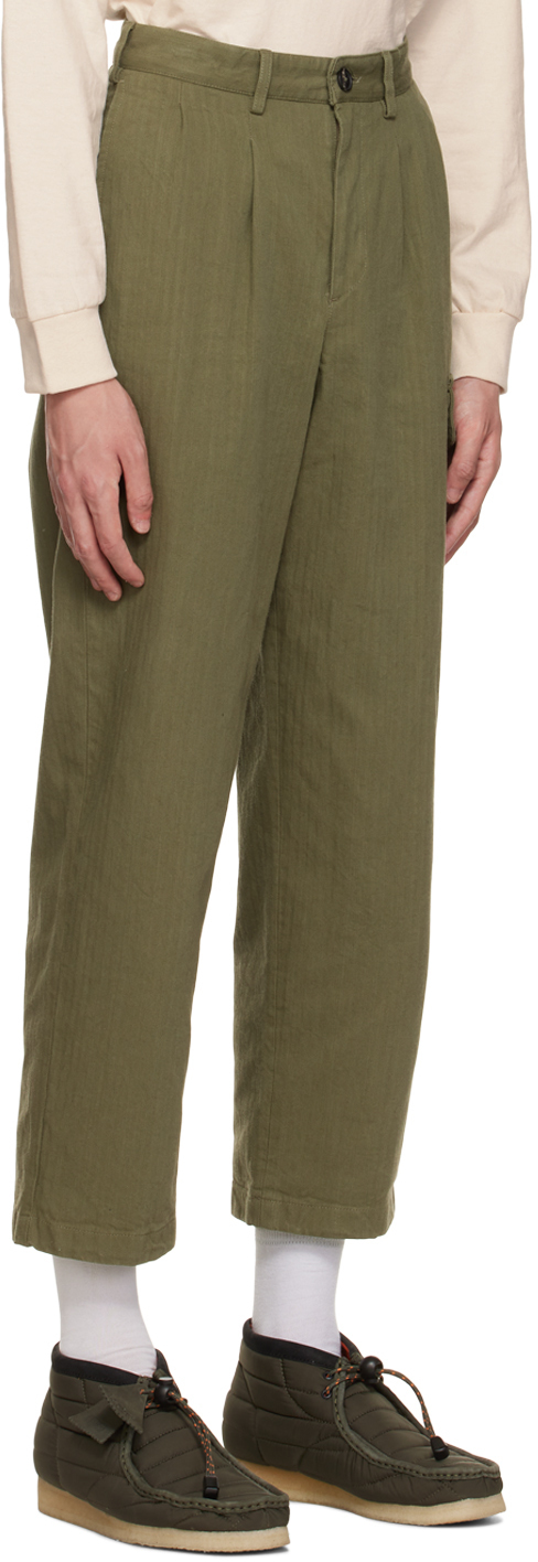 Noah Green Double Pleat Cargo Pants Noah NYC