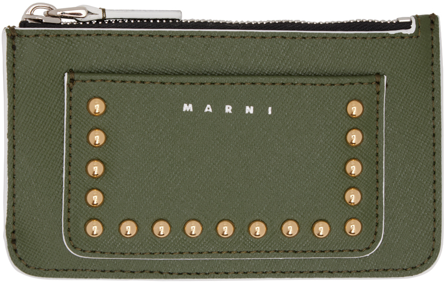 Marni Green Leather Card Holder Marni