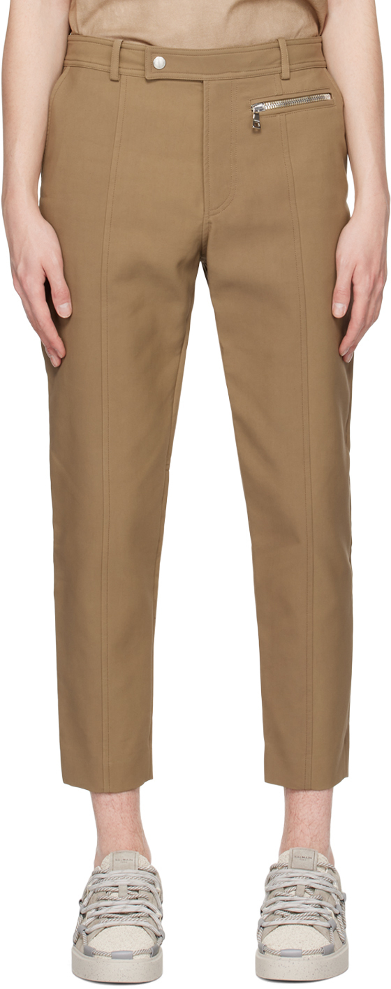 Balmain Taupe Paneled Trousers Balmain