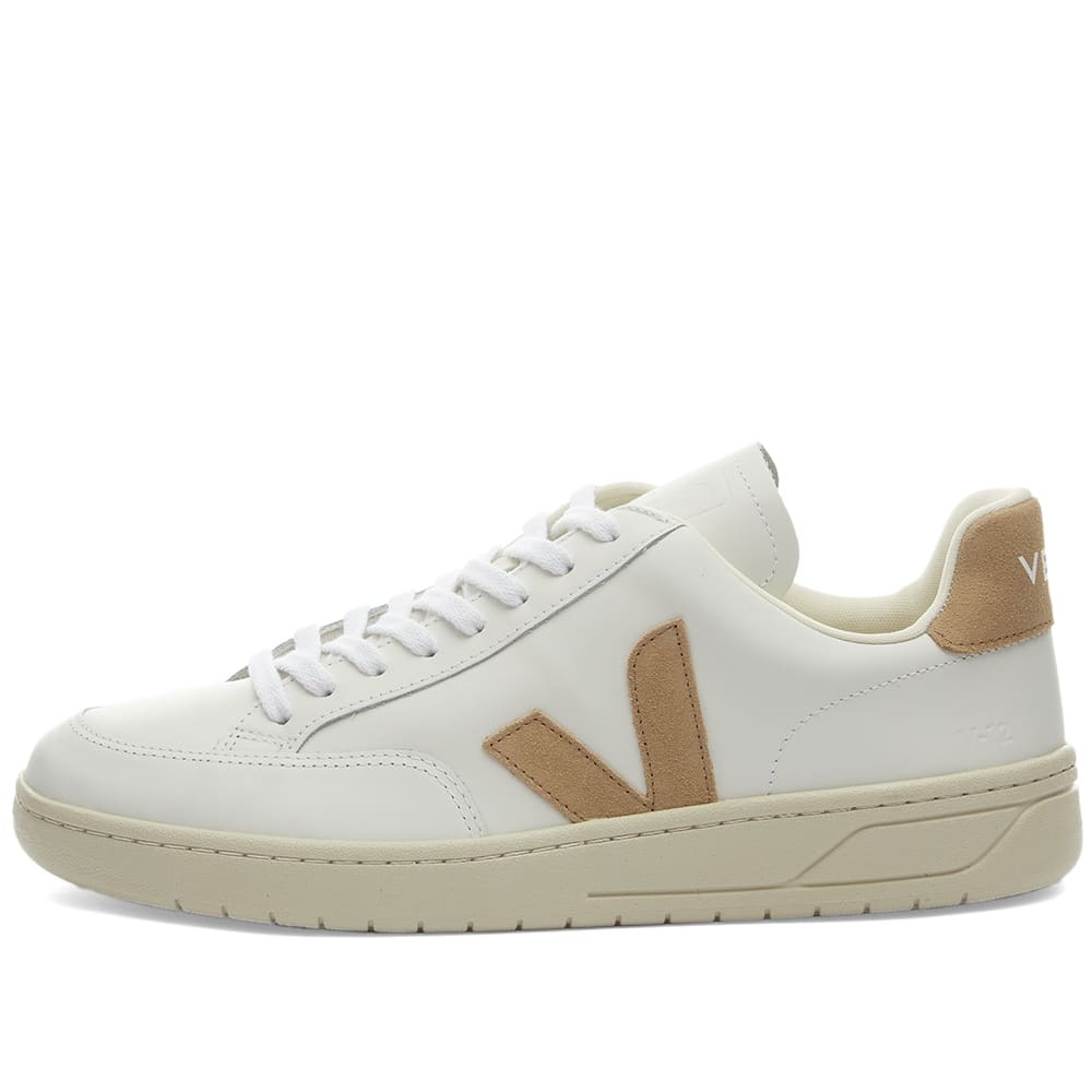 Veja Men's V-12 Leather Sneakers in Extra White/Dune VEJA
