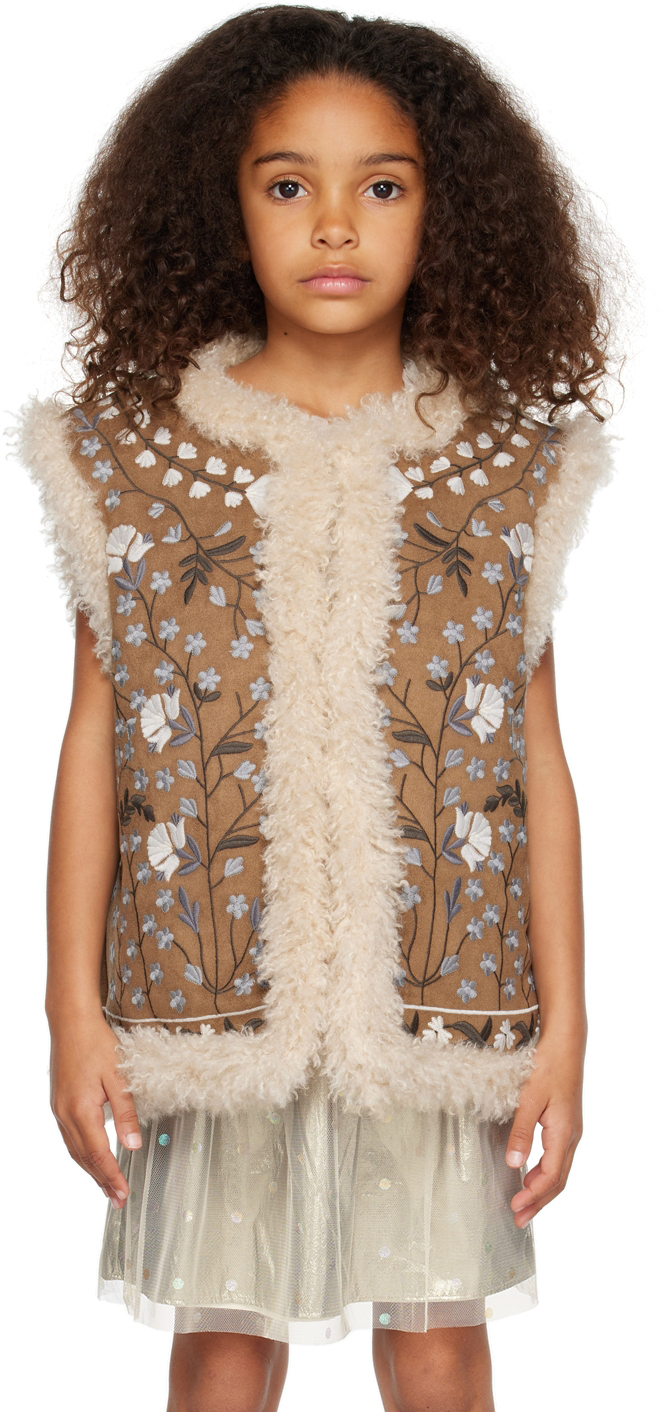 Bonpoint Kids Brown Tuli Faux-Fur Vest Bonpoint