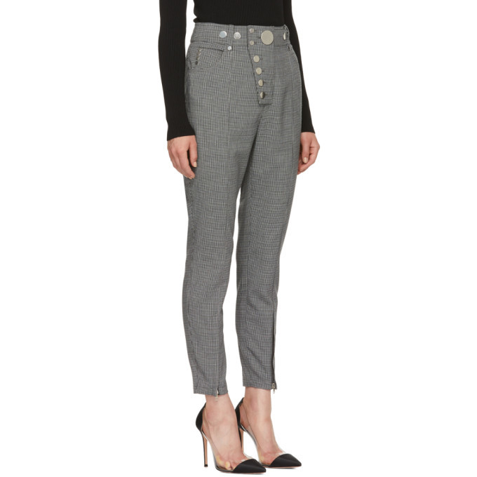 Alexander Wang Grey Houndstooth Multi-Snap Trousers Alexander Wang
