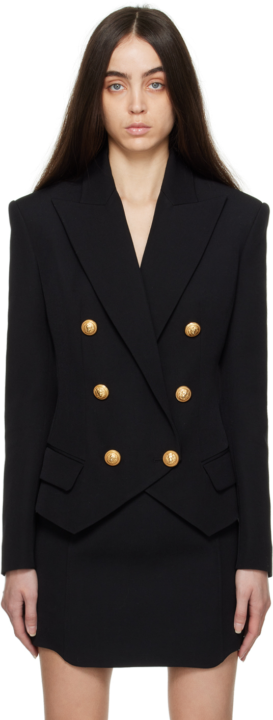 Balmain Black Double-Breasted Blazer Balmain