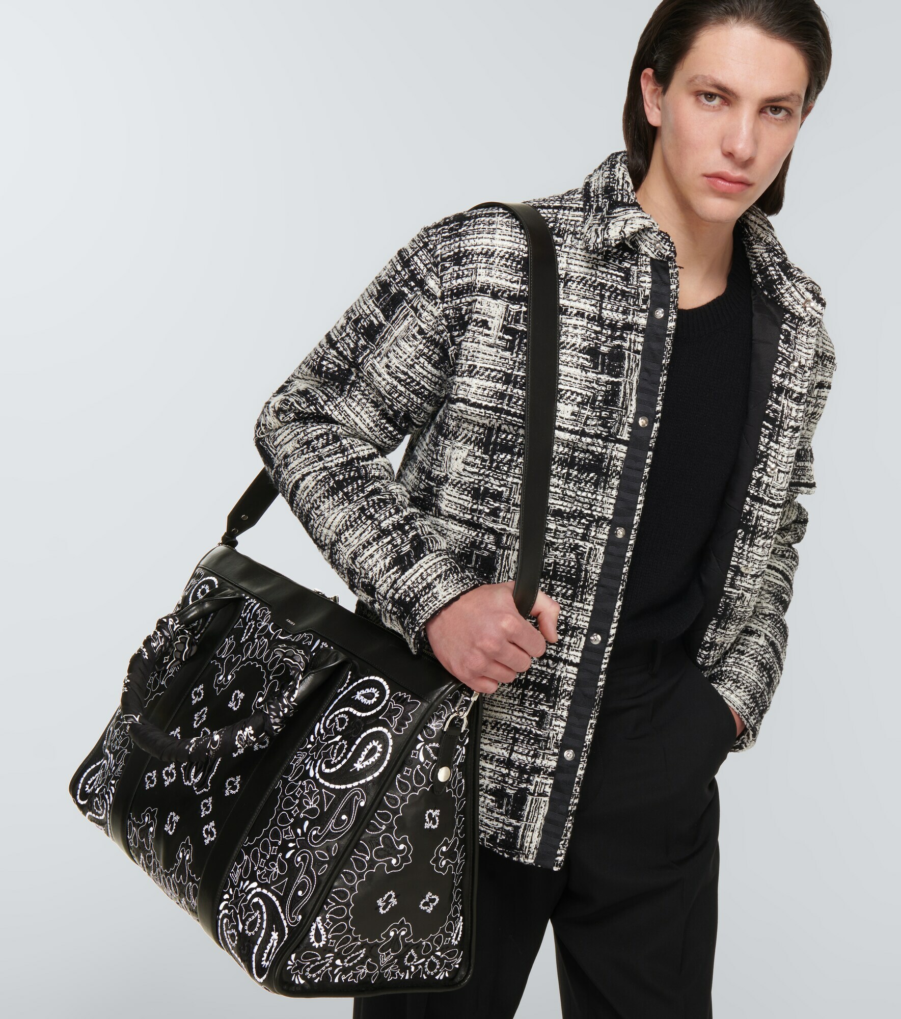 Amiri - Banana-embroidered leather travel bag Amiri