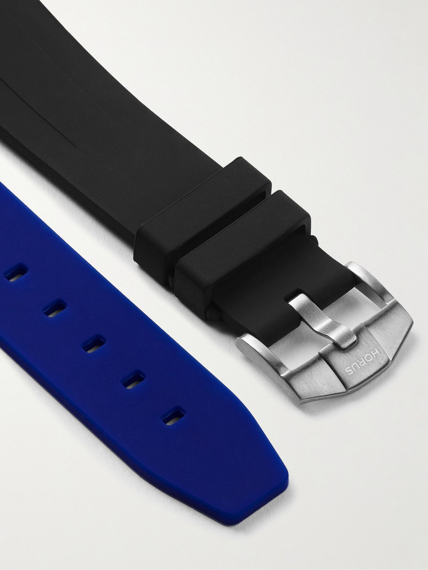 Horus Watch Straps - 20mm Two-Tone Rubber Integrated Watch Strap - Black