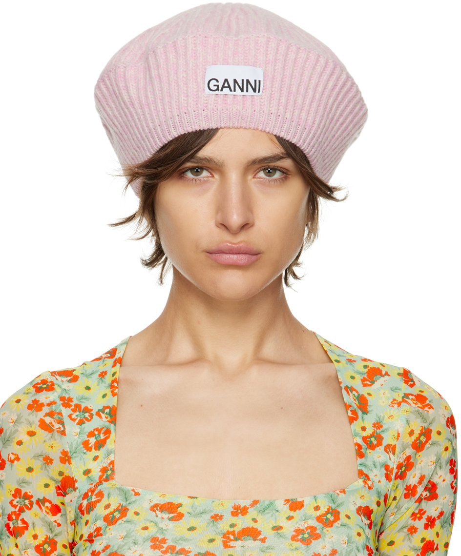 GANNI Pink Rib Beret GANNI