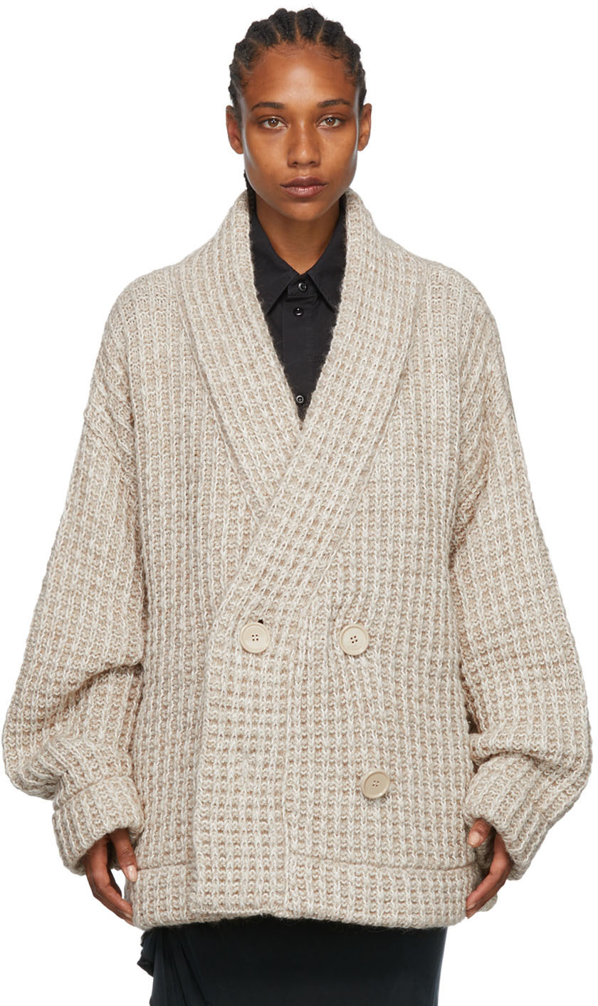MM6 Maison Margiela Beige Knit Cardigan MM6 Maison Margiela