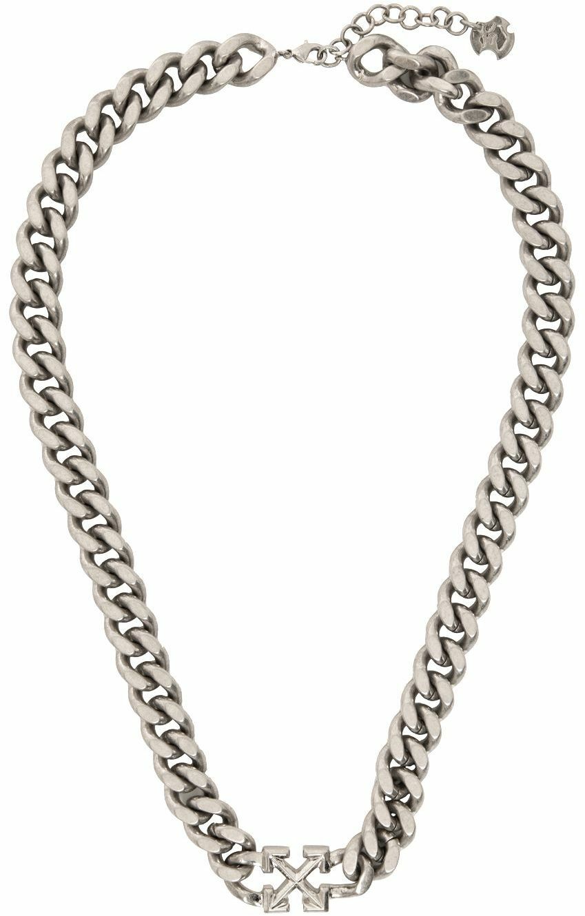 Off-White Silver Arrow Curb Chain Necklace Off-White