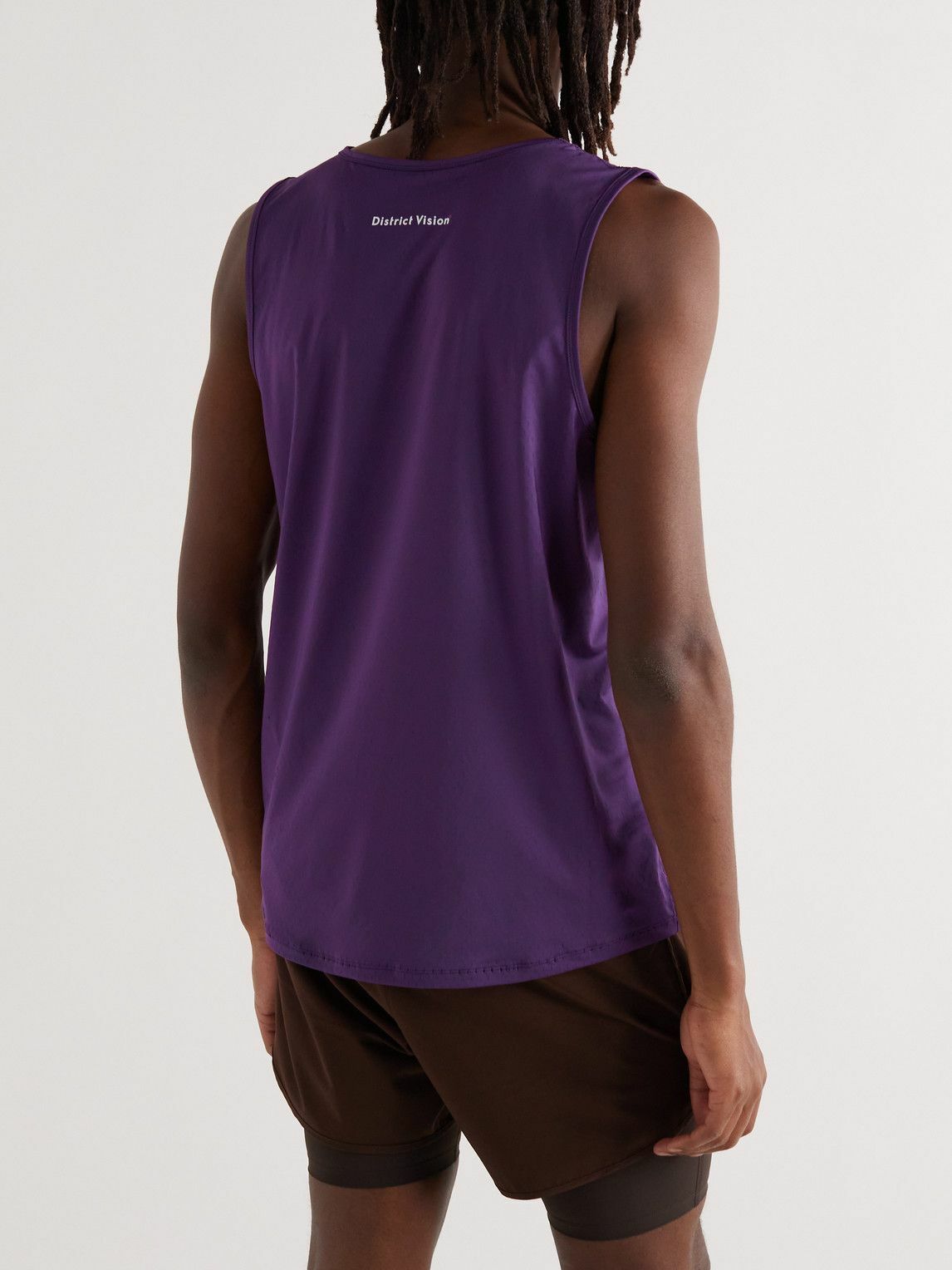 DISTRICT VISION - Air-Wear Logo-Print Stretch-Mesh Tank Top - Purple ...