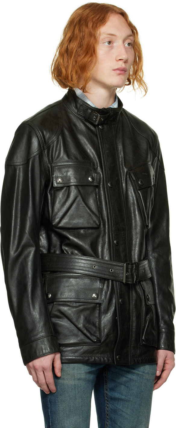 Belstaff Black Trialmaster Panther Leather Jacket Belstaff
