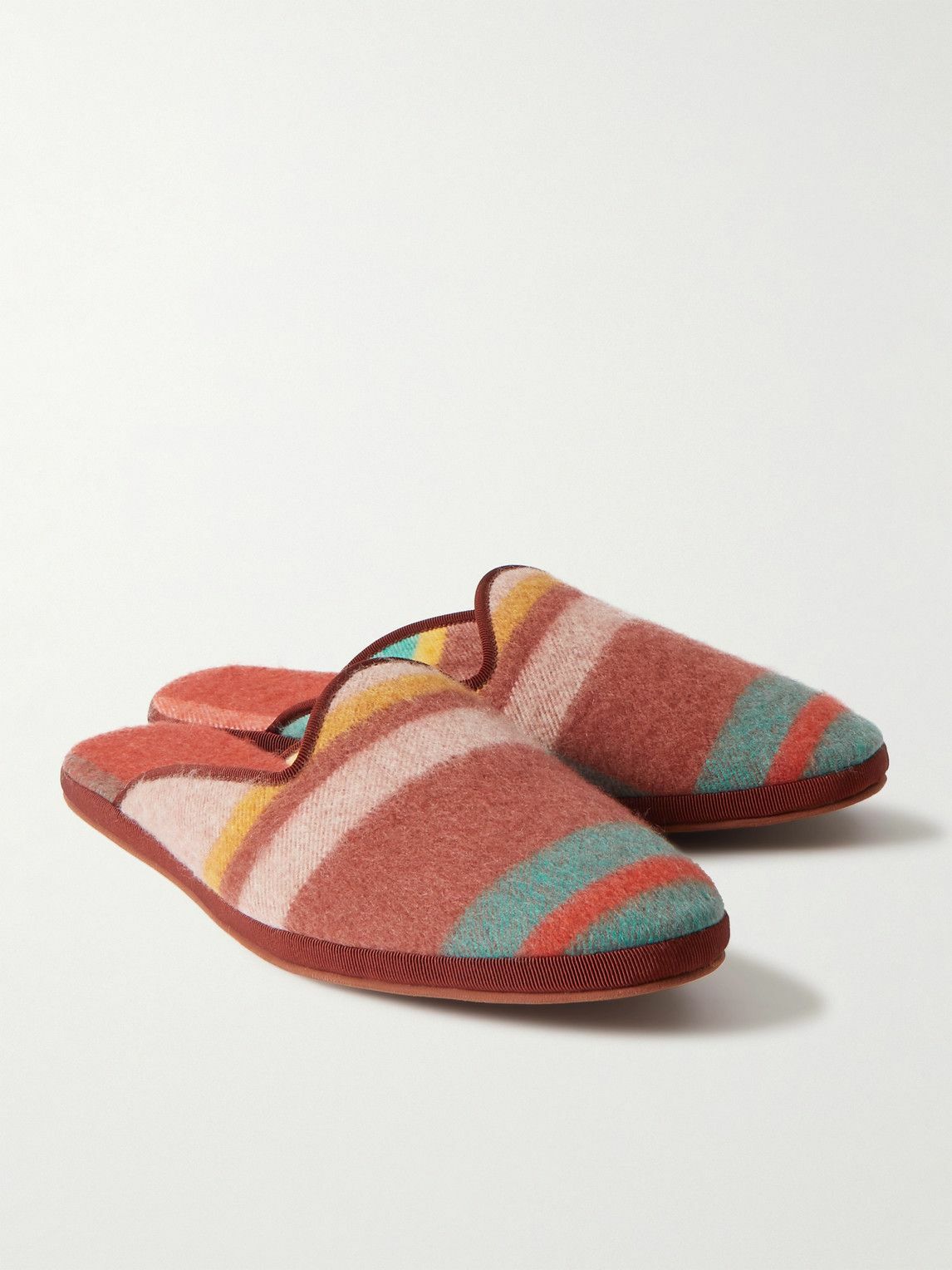 Loro Piana - Open Venice Checked Cashmere Slippers - Orange Loro Piana
