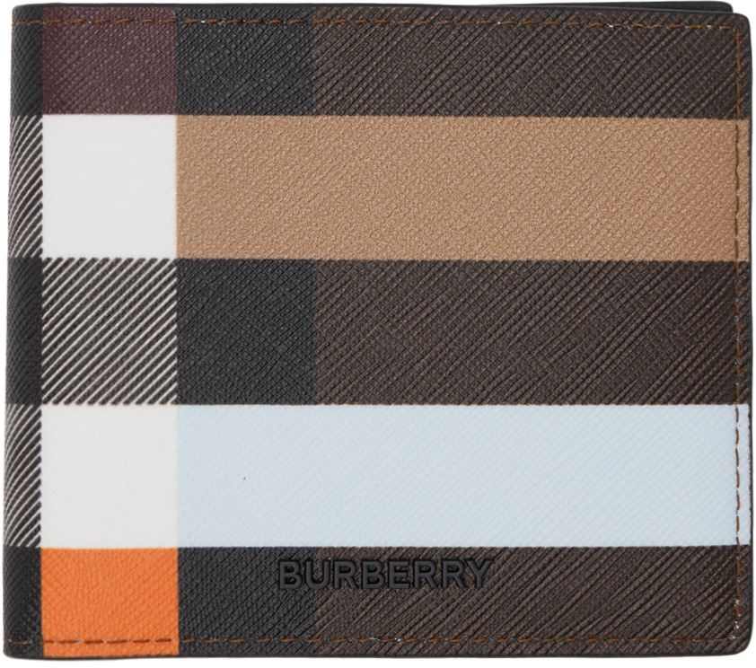 Burberry Brown Color Block Check Bifold Wallet Burberry