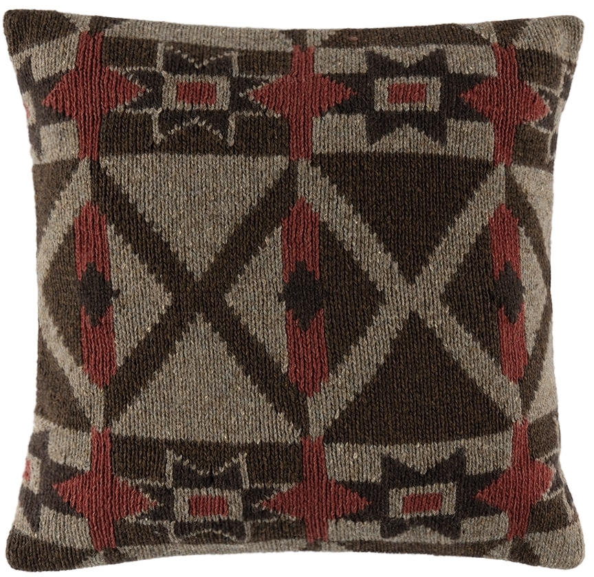RRL Brown Patterned Wool & Silk Cushion RRL