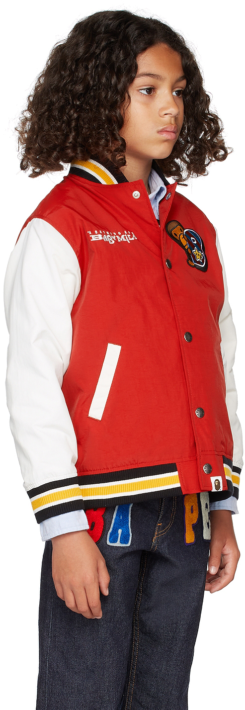 BAPE Kids Red Milo Varsity Jacket A Bathing Ape