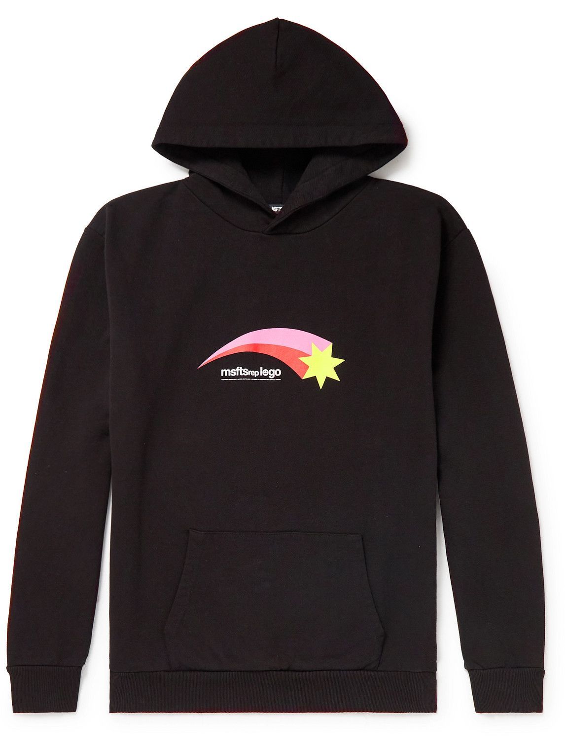 MSFTSrep - Printed Cotton-Jersey Hoodie - Black MSFTSrep